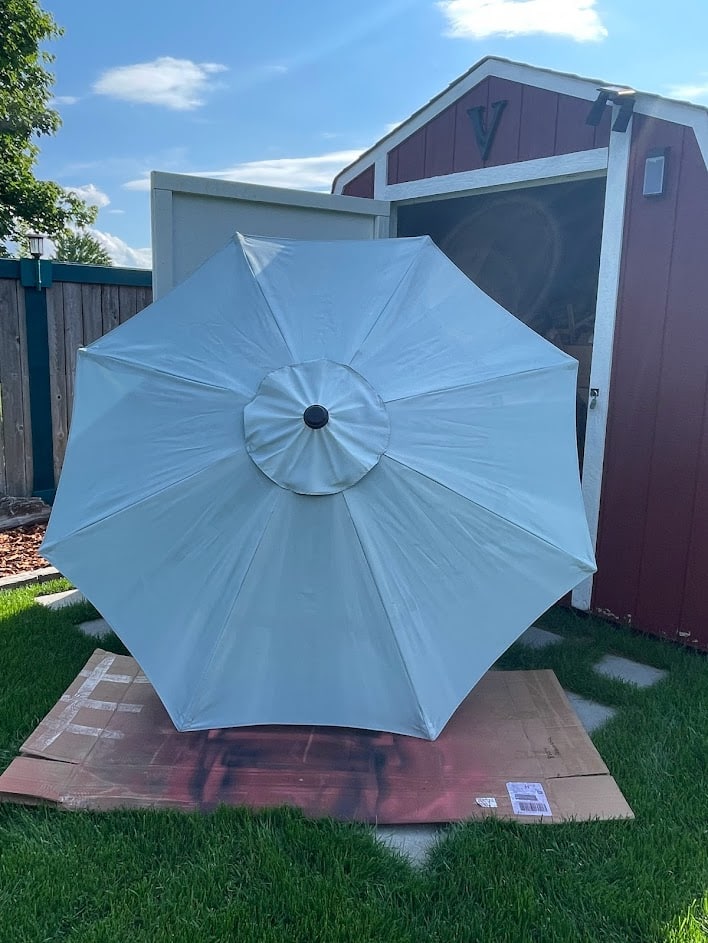 Let’s Spray Paint the Deck Umbrella Fabric! | My Perpetual Project