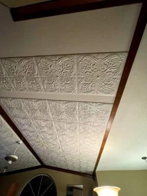 Let’s Install Ceiling Tile & Faux Beams in the Living Room! | My ...